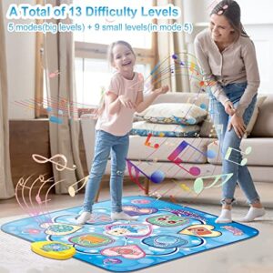 Electronic Dance Mats, Toy Present for Kids Girls Boys Age 4-8 Years Old, Electronic Dance Pad, Large Play Mat w/Rest Area, 13 Levels, No Discouraging Sound, Anti-Slippery (39.4'' x 34.3'')