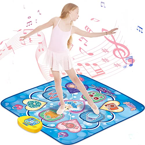 Electronic Dance Mats, Toy Present for Kids Girls Boys Age 4-8 Years Old, Electronic Dance Pad, Large Play Mat w/Rest Area, 13 Levels, No Discouraging Sound, Anti-Slippery (39.4'' x 34.3'')