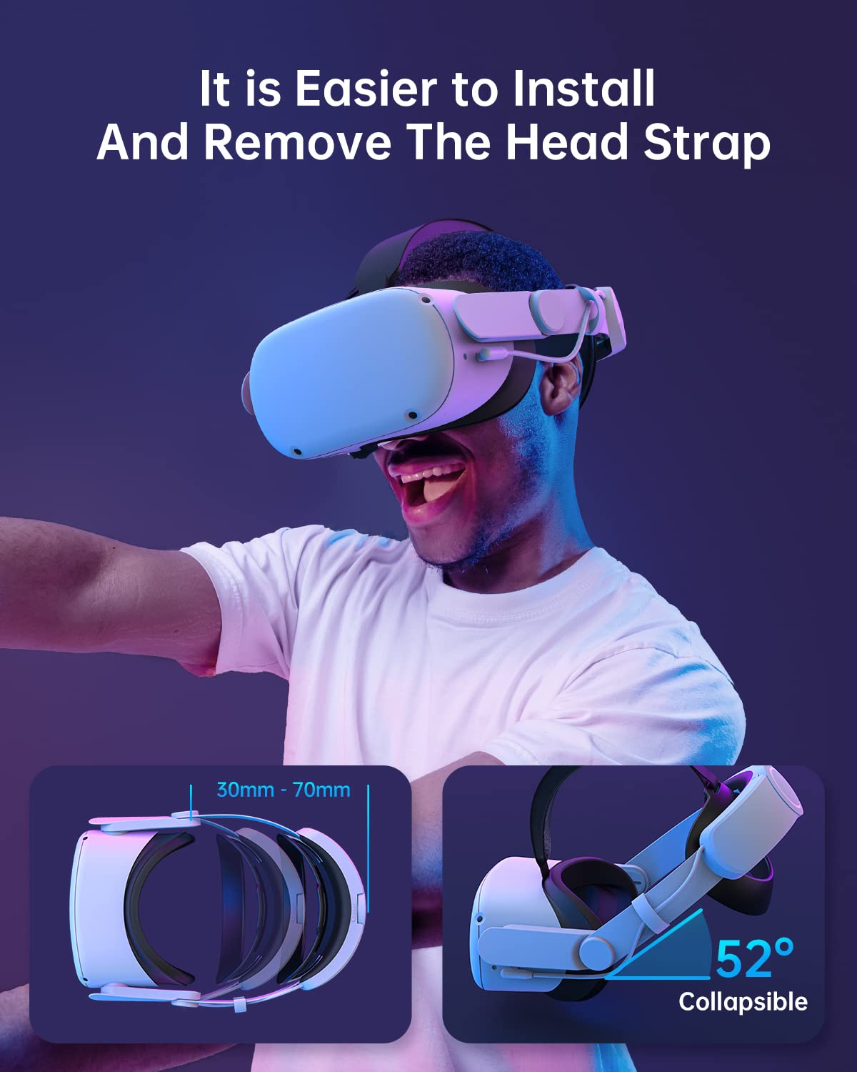 ToyBag Head Strap with 6000mAh Battery Compatible with Oculus Quest 2, Adjustable Elite Head Strap for Enhanced Support and Extending Game time in VR