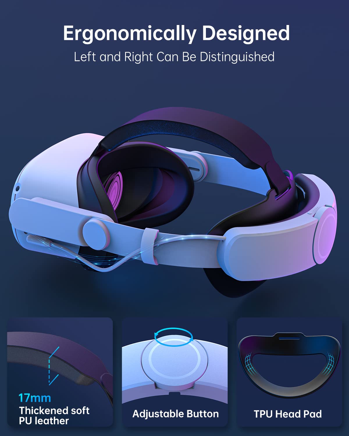 ToyBag Head Strap with 6000mAh Battery Compatible with Oculus Quest 2, Adjustable Elite Head Strap for Enhanced Support and Extending Game time in VR