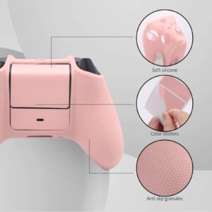 Xbox Series X Controller Skin, Anti-Slip Xbox Series S Silicone Skin, Ergonomic Soft Rubber Protective Case for Xbox Series S/X Controller with Thumb Grip Caps - Pink