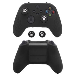 xbox series x controller skin, anti-slip xbox series s silicone skin, ergonomic soft rubber protective case for xbox series s/x controller with thumb grip caps - all black