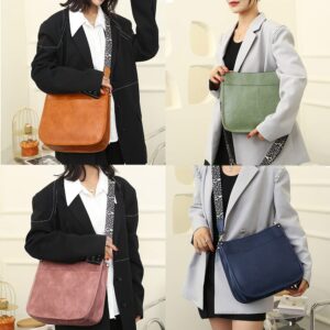 Crossbody Bags for Women Leather Hobo Handbag Trendy Crossbody Purses Shoulder Bucket Bag with Adjustable Guitar Strap