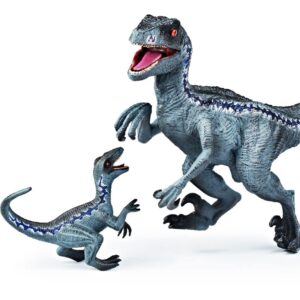 jr park 2pcs dinosaur toys, 15.5″ large velociraptor blue dinosaur action figure, realistic dinosaurs toys gifts for boys girls, birthday gifts christmas decor