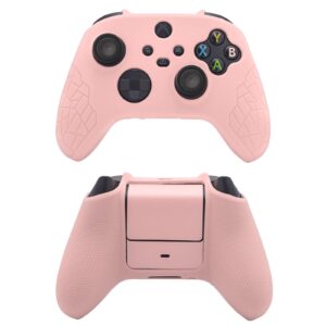 xbox series x controller skin, anti-slip xbox series s silicone skin, ergonomic soft rubber protective case for xbox series s/x controller with thumb grip caps - pink