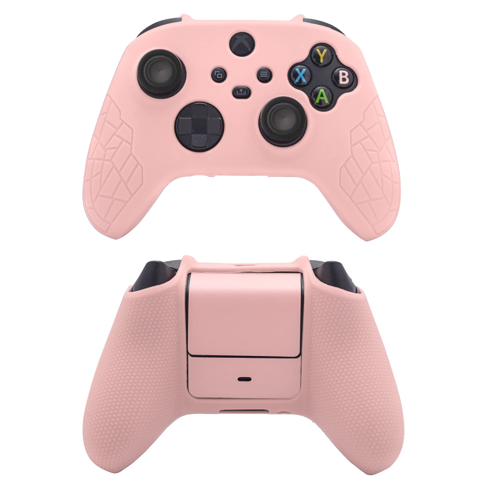 Xbox Series X Controller Skin, Anti-Slip Xbox Series S Silicone Skin, Ergonomic Soft Rubber Protective Case for Xbox Series S/X Controller with Thumb Grip Caps - Pink