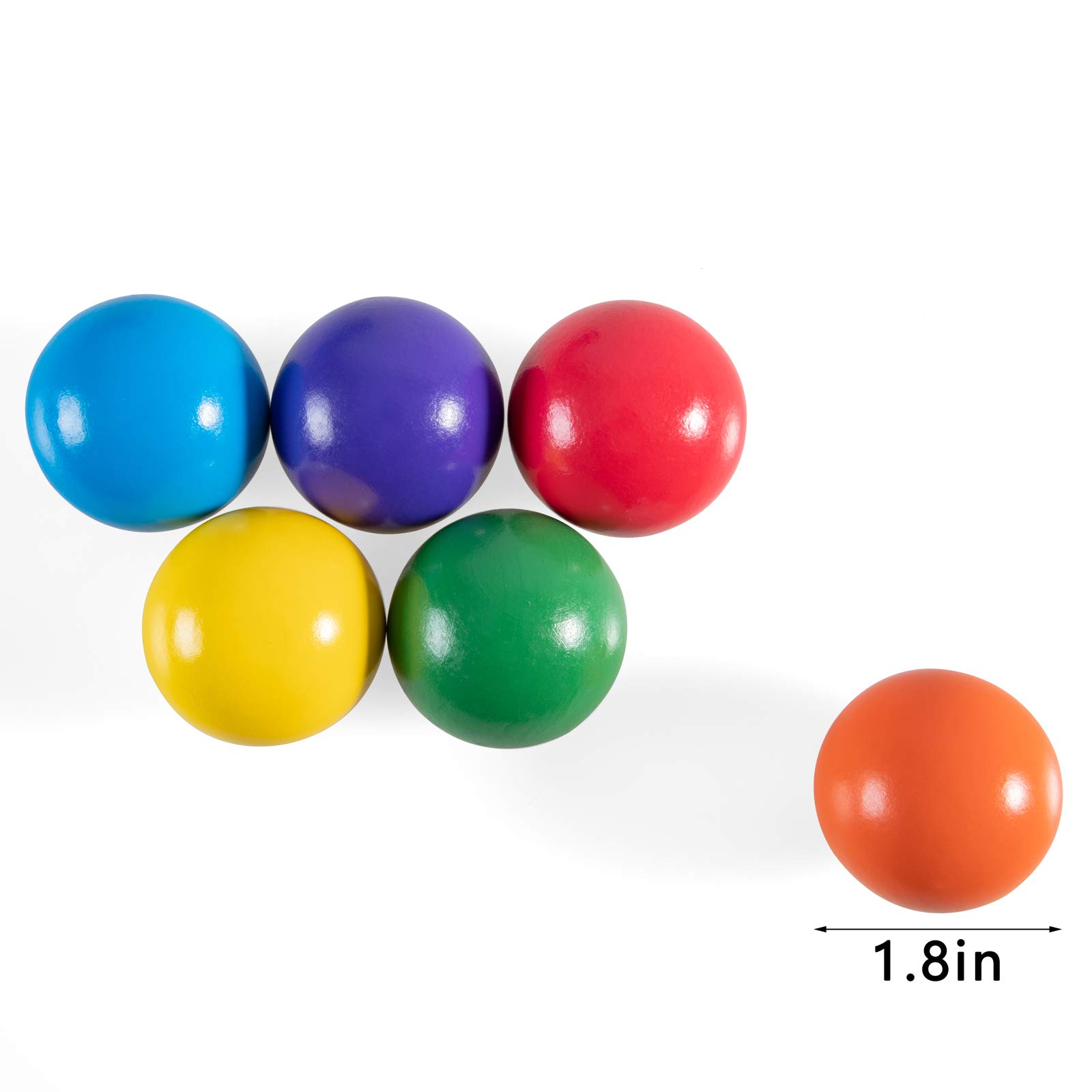 MERRYHEART 1.8 Inch Montessori Wooden Rainbow Balls, Colorful/Pastel/Natural Wooden Ball Toys for Toddler & Baby Grasping, Preschool Learning Material, Educational Counting Toy - 6 Pcs