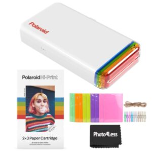 polaroid hi-print 2x3 pocket photo printer + polaroid hi-print 2x3 paper cartridge 20 sheets + hanging photo frames