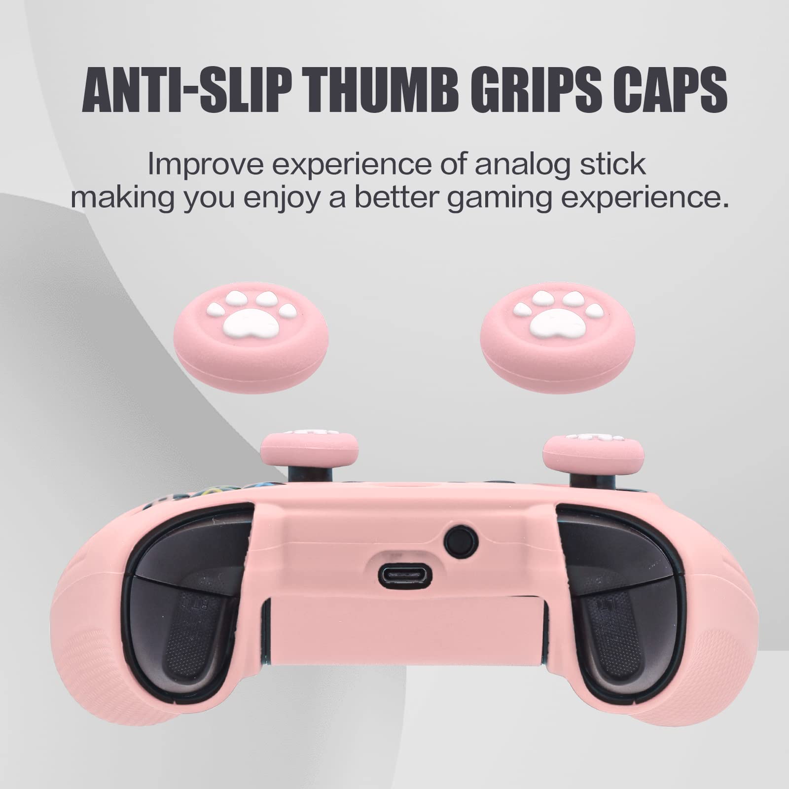 Xbox Series X Controller Skin, Anti-Slip Xbox Series S Silicone Skin, Ergonomic Soft Rubber Protective Case for Xbox Series S/X Controller with Thumb Grip Caps - Pink