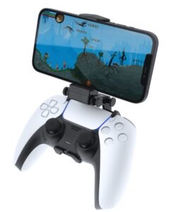 bionik game clutch for ps5 controllers: mobile gaming phone clip, adjustable clamp, up to 3.6 inches wide