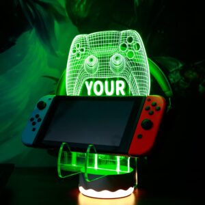 Light up Headphone Controller Holder, 16 Colors 3D LED Lights Gamepad Stand, Game Controller Hanger for All Universal Gaming PC Accessories (Customize Headphone & Controller Holder)