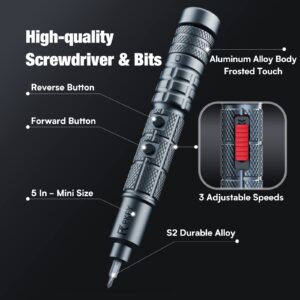 PKEY Mini Electric Screwdriver Set,Precision Electric Screwdriver， Cordless with 28 Precision Magnetic Bits, 3 Gears Torque, Overload Protection, Repair Tool Set for Phone Camera Laptop Watch