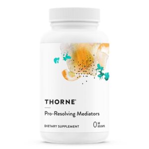 thorne pro-resolving mediators - combines pre-resolving mediators with epa and dha - supports a balanced inflammatory response and healthy brain structure - 60 gelcaps