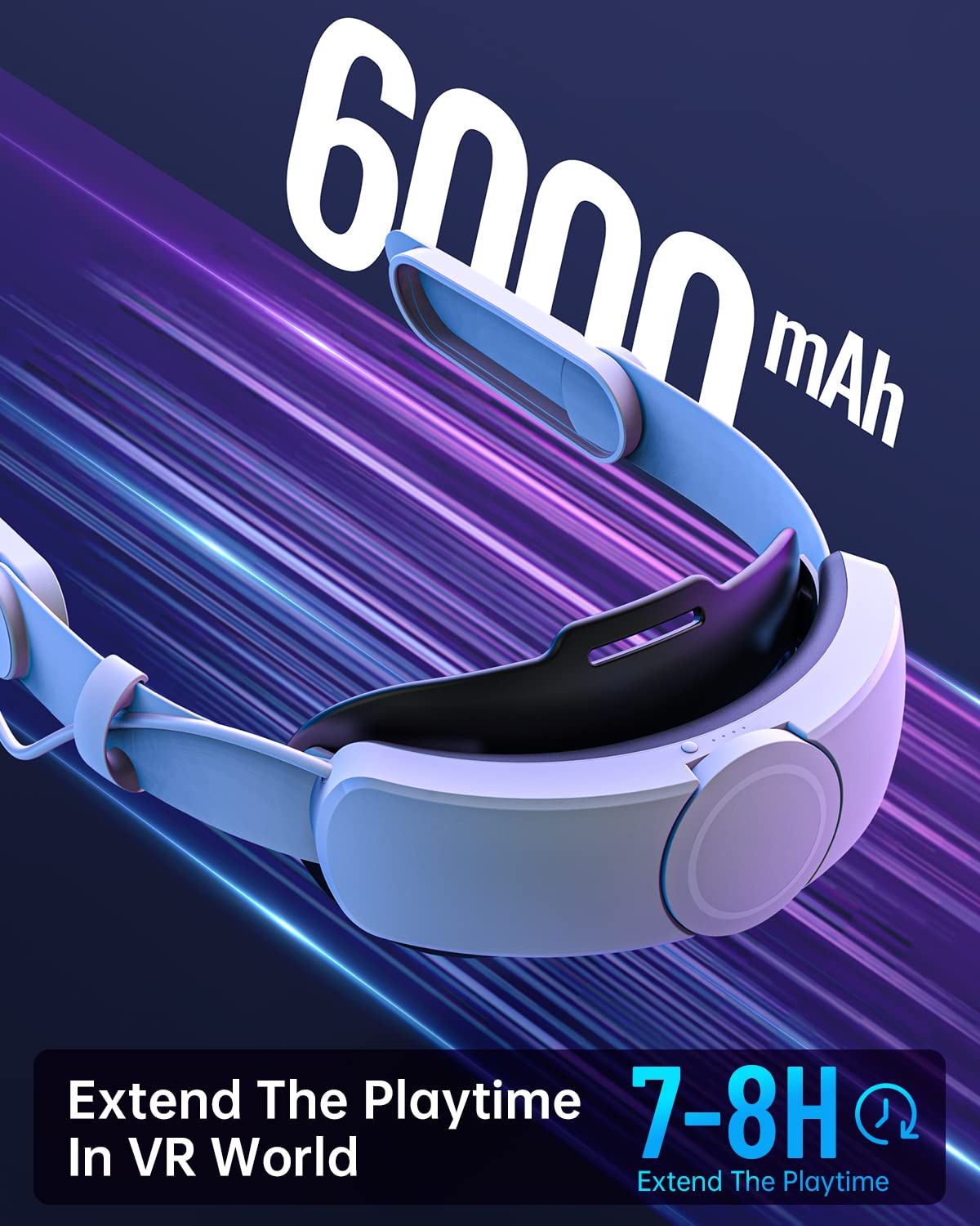 ToyBag Head Strap with 6000mAh Battery Compatible with Oculus Quest 2, Adjustable Elite Head Strap for Enhanced Support and Extending Game time in VR