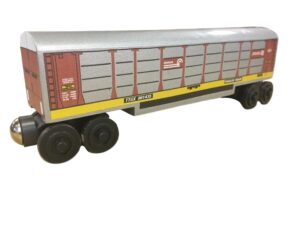 whittle shortline railroad conrail autorack wooden toy train compatible - modeled after real trains - handcrafted in usa since 1996 - magnetic - 5.25 inches long