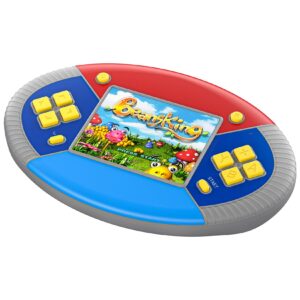 tebiyou handheld game console for kids build in 218 puzzle leisure video games portable rechargeable oval colorful gamming system with 3.0” lcd boys girls birthday christmas party gift (gray)