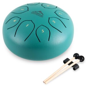 eastrock steel tongue drum for kids 6 inches 8 notes steel drum tongue drum handpan drum c key with travel bag,meditation entertainment yoga,mallets,and music book (green)