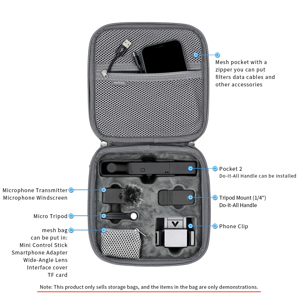 MAXCAM Shoulder Bag Travel Case for DJI Pocket 2 Creator Combo (Pocket 2 and Accessories are NOT Included)