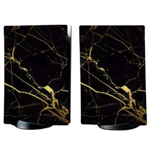 PlayVital Black & Gold Marble Effect Full Set Skin Decal for ps5 Console Digital Edition, Sticker Vinyl Decal Cover for ps5 Controller & Charging Station & Headset & Media Remote