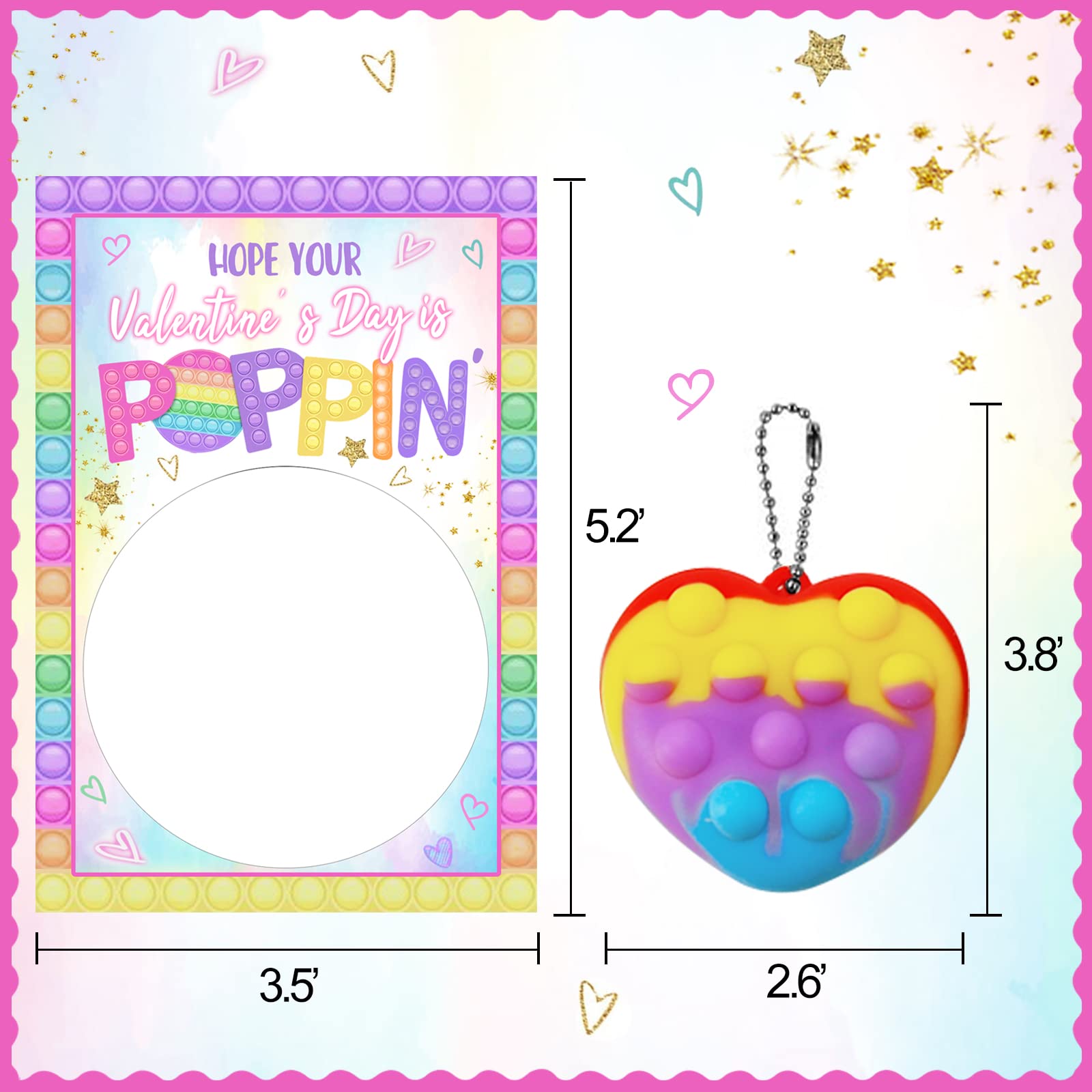 Valentines Day Gifts for Kids - 24 Pack Valentine Cards with 3D Pop Balls It - Fidget Sensory Toys bulk for 3-12 Years Boys Girls Toddlers Classroom School Party Favors Gift Card Exchange Greeting