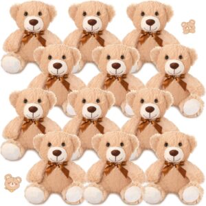 zhanmai 12 pcs 14 inch bear stuffed animal bulk plush stuffed bear for baby shower 2024 graduation gifts birthday party favors birthday wedding party decorations(light brown)