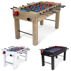 gosports 54 inch full size foosball table - includes 4 balls and 2 cup holders – black, oak, or white