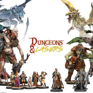 Dungeons & Lasers Townsfolk Miniature Pack - 62 NPC DND Miniatures with Scenic Bases - Use for D&D Miniatures and 5E Compatible Tabletop RPG Games - 28MM Unpainted and Unassembled - for 14 Years +