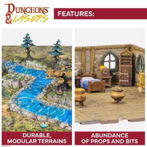 Dungeons & Lasers Townsfolk Miniature Pack - 62 NPC DND Miniatures with Scenic Bases - Use for D&D Miniatures and 5E Compatible Tabletop RPG Games - 28MM Unpainted and Unassembled - for 14 Years +