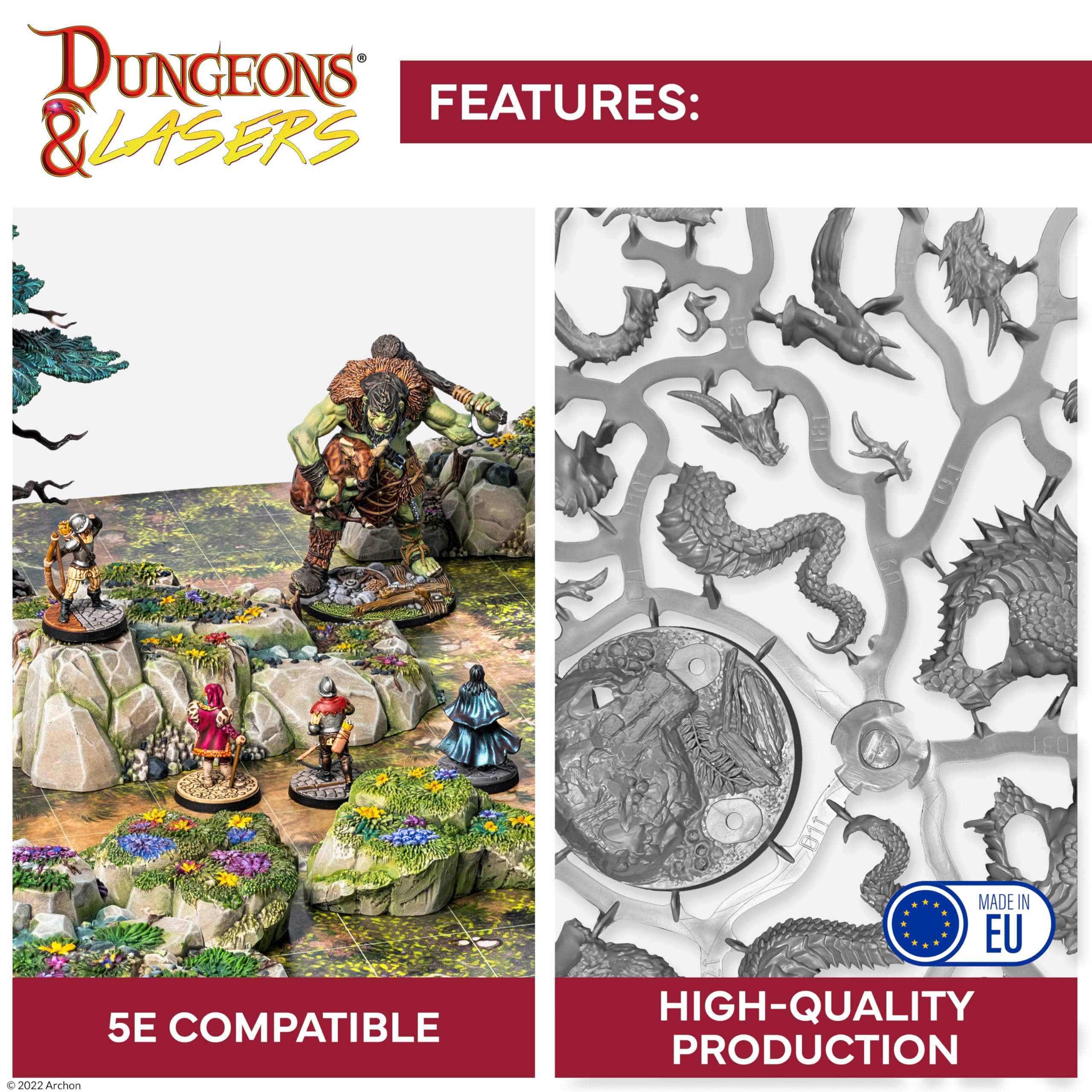 Dungeons & Lasers Townsfolk Miniature Pack - 62 NPC DND Miniatures with Scenic Bases - Use for D&D Miniatures and 5E Compatible Tabletop RPG Games - 28MM Unpainted and Unassembled - for 14 Years +