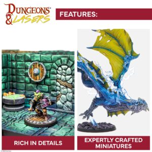 Dungeons & Lasers Townsfolk Miniature Pack - 62 NPC DND Miniatures with Scenic Bases - Use for D&D Miniatures and 5E Compatible Tabletop RPG Games - 28MM Unpainted and Unassembled - for 14 Years +