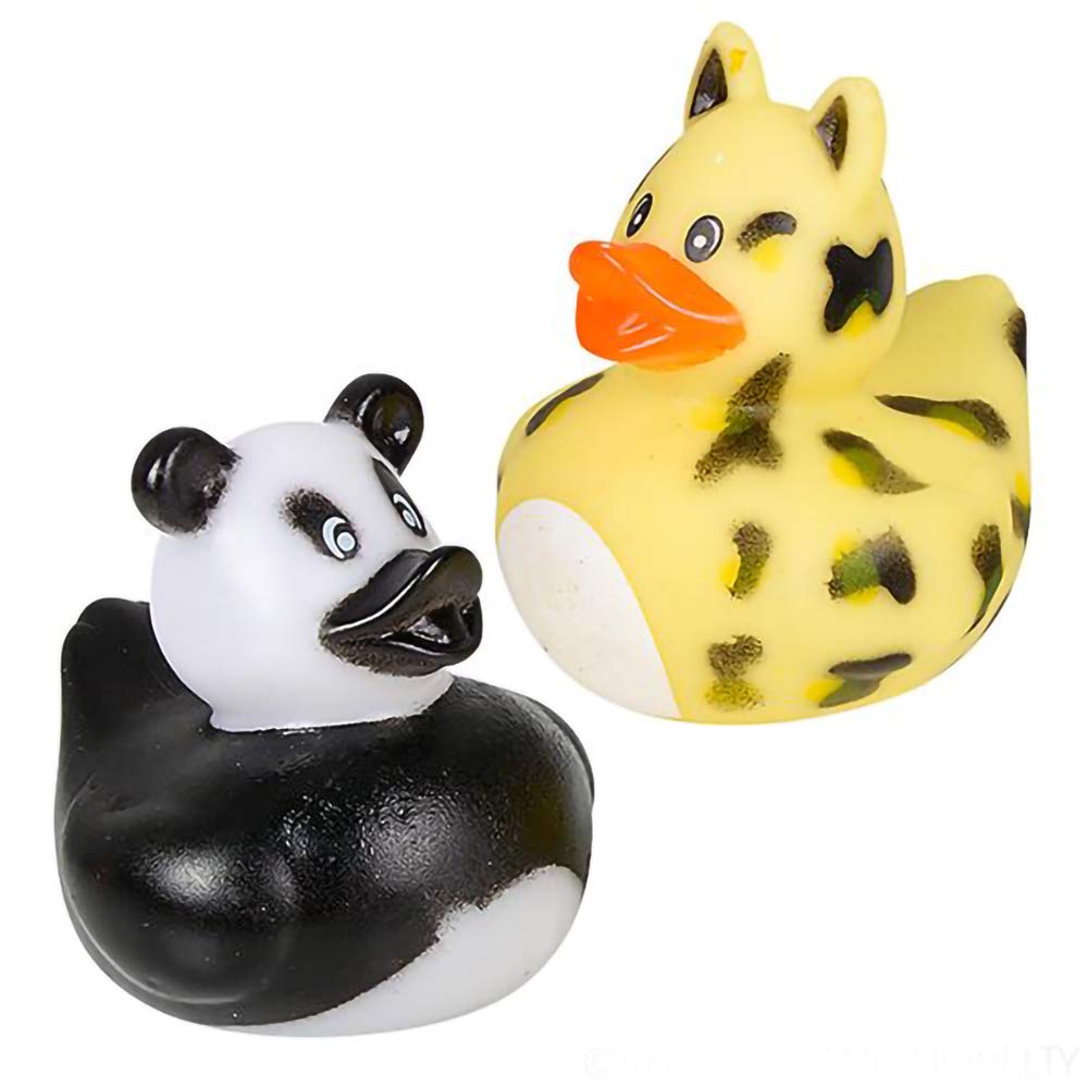 The Dreidel Company Animal Safari Zoo Rubber Duck Toy Duckies for Kids, Bath Birthday Baby Showers Classroom Summer Beach and Pool Activity Party Favors, 2" (6-Pack)