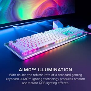 ROCCAT Vulcan II Max – Optical-Mechanical PC Gaming Keyboard with Customizable RGB Illuminated Keys and Palm Rest, Titan II Smooth Linear Switches, Aluminum Plate, 100M Keystroke Durability – White