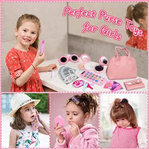 Learn2M Play Purse for Little Girls Ages 3-6, My First Purse Toy with Handbag, Makeup Set, Sunglasses, Smartphone, Wallet, Car Keys, Credit Cards and Fake Money