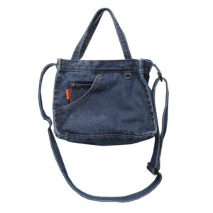 gesalop women's denim crossbody bag, small shoulder bag, denim purse, handbag (dark blue)