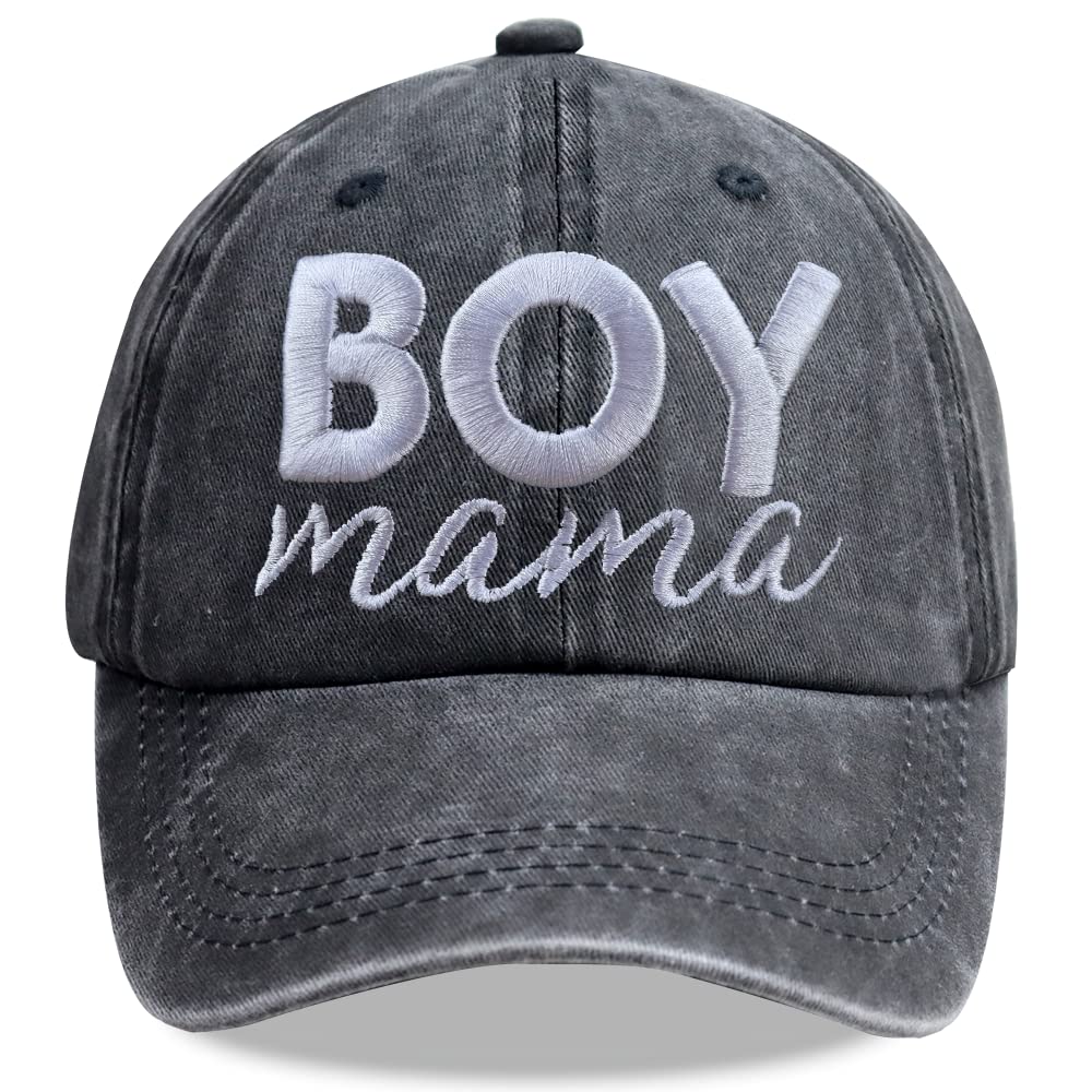 Boy Mama Hat for Women, Cool Mom Hats Gifts for Mother’s Day Birthday, Adjustable 3 D Embroidered Wash Cotton Baseball Cap for New Mom Gift Mommy