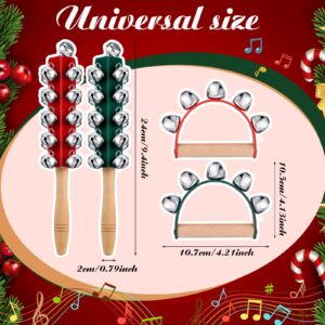 8 Pieces Christmas Handle Sleigh Bells Wooden Hand Bells Handhold Shaker Bells Musical Percussion Instrument for Christmas Holiday Music Party Decoration Birthday Gifts