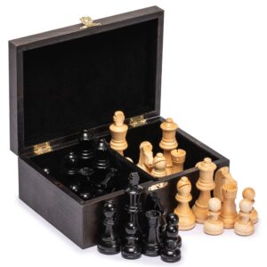 husaria staunton tournament no. 6 chessmen with 2 extra queens and wooden box, 3.8-inch kings