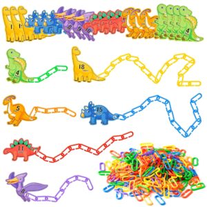 asodsway strengthen dinosaur card c-clips hooks plastic chain links with card lacing back to school party game suitable for development of sensory toys for child color back to school gifts party favor