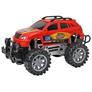 Kidplokio Monster Trucks Red ATV Off Road Friction Toys Trailer Pull Back Cars