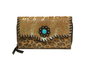 nocona ladies aspen style cheetah wallet, multicolor