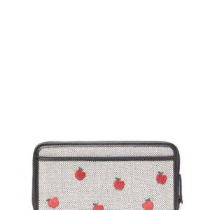 Kate Spade Ella Apple Toss Embroidered Large Continental Zip Wallet Black Multi