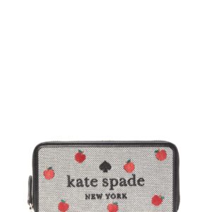 Kate Spade Ella Apple Toss Embroidered Large Continental Zip Wallet Black Multi