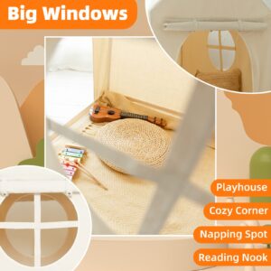 Canvas Kids Play Tent Indoor Toddler Playhouse Playroom Inside Children Teepee Tents Playhouse for Girls Boys Toddler Play Tent Indoor & Outdoor