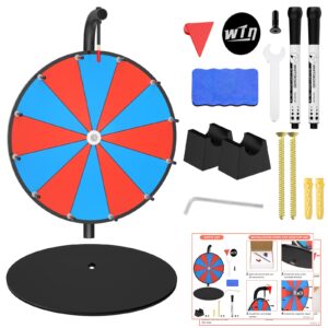 KOOV Prize Wheel, 12" Spinning Wheel for Prizes Tabletop or Wall Mounted, 12 Slots Color Spinner Wheel, Spinning Wheels Dry Erase for Roulette Wheel Carnival Games Tradeshow