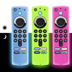 zazolyne [3 pack] remote cover compatible with 3rd gen 4k/4k max glowing cover remote case upgrade silicone