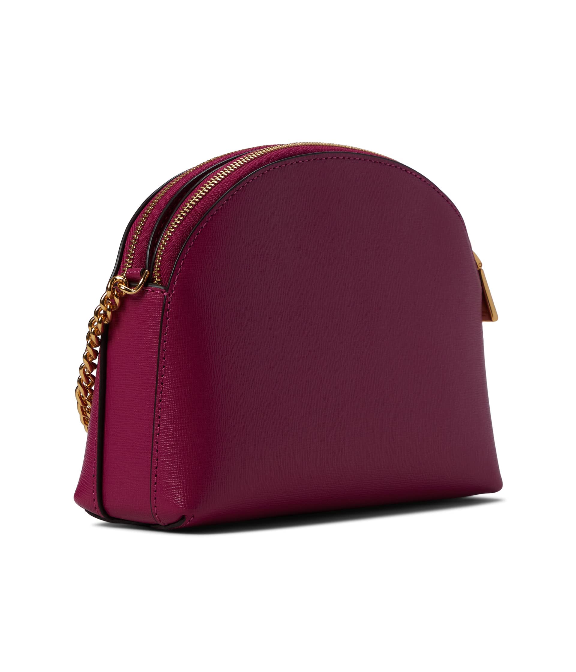 kate spade new york Morgan Saffiano Leather Double Zip Dome Crossbody Plum Liqueur One Size