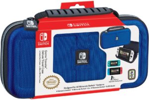 game traveler nintendo switch deluxe oled case - also for switch & switch lite, blue ballistic nylon, viewing stand & bonus game cases, deluxe handle, licensed by nintendo, #1 selling case in usa