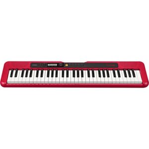 casio ct-s200 61-key digital piano style portable keyboar, 48 note polyphony and 400 tones, red with headphones