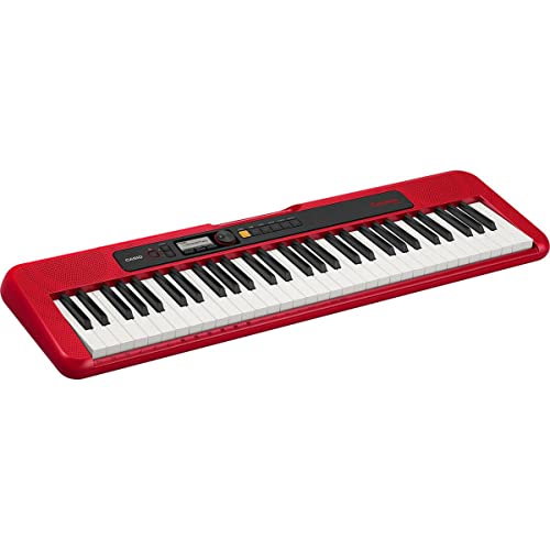 Casio CT-S200 61-Key Digital Piano Style Portable Keyboar, 48 Note Polyphony and 400 Tones, Red with Headphones