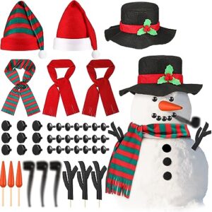 42 pcs snowman decorating making kit christmas snowman dress up set winter holiday outdoor kids toys xmas decoration (cute style)